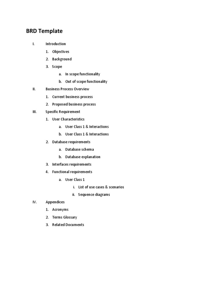 BRD Template | Use Case | Business Process