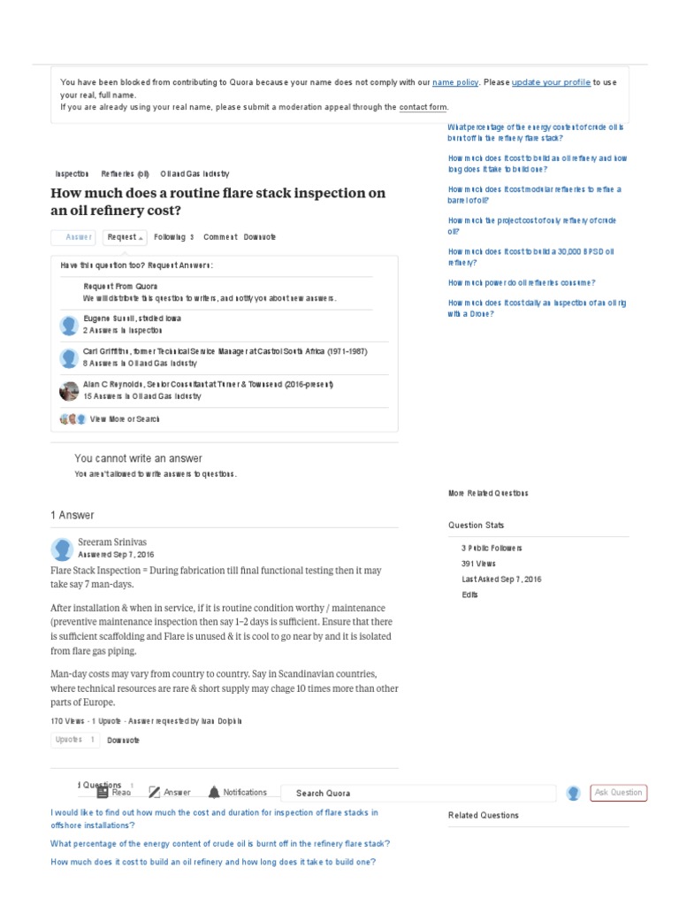 Flare Stack Inspection Cost Insights | PDF | Oil Refinery | Petroleum