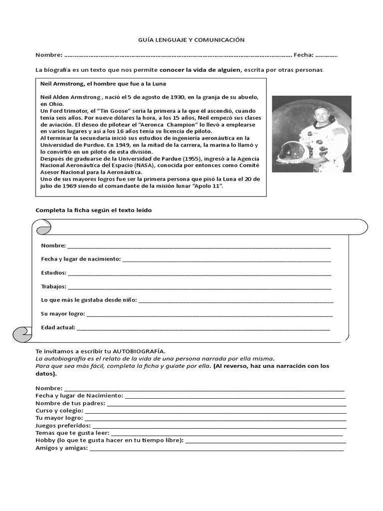 Guía para Escribir Biografías y Autobiografías | PDF | Neil Armstrong ...