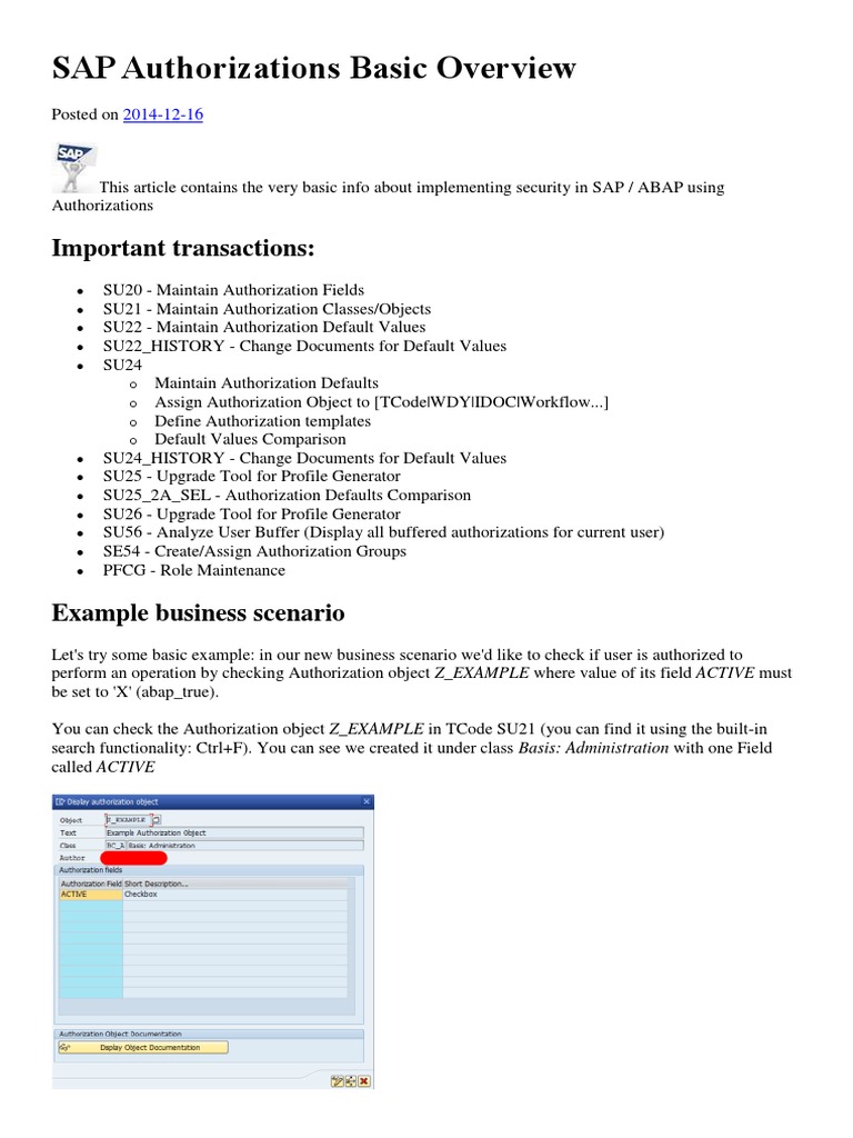 SAP Authorizations Basic Overview | PDF | Information Technology ...