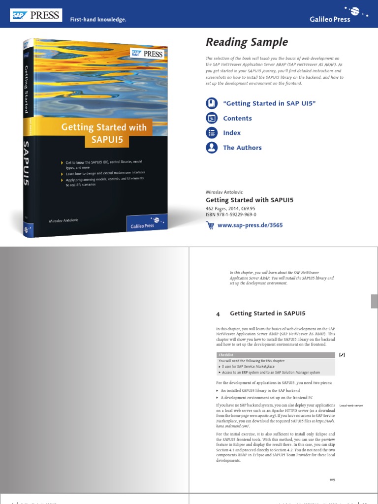 Reading Sample: "Getting Started in SAP UI5" Index The Authors | PDF | Eclipse (Software ...