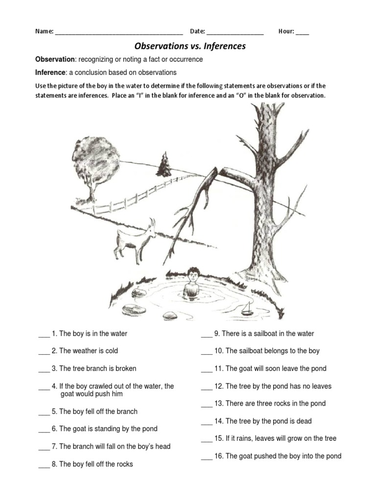 Observations vs. Inferences | PDF | Inference | Justification