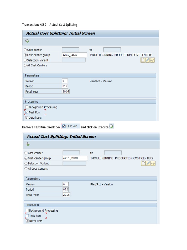 Transaction: KSS2 - Actual Cost Splitting | PDF