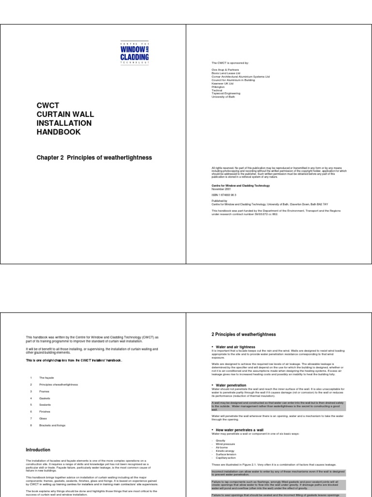 CWCT Curtain Wall Installation Handbook: Chapter 2 Principles of ...