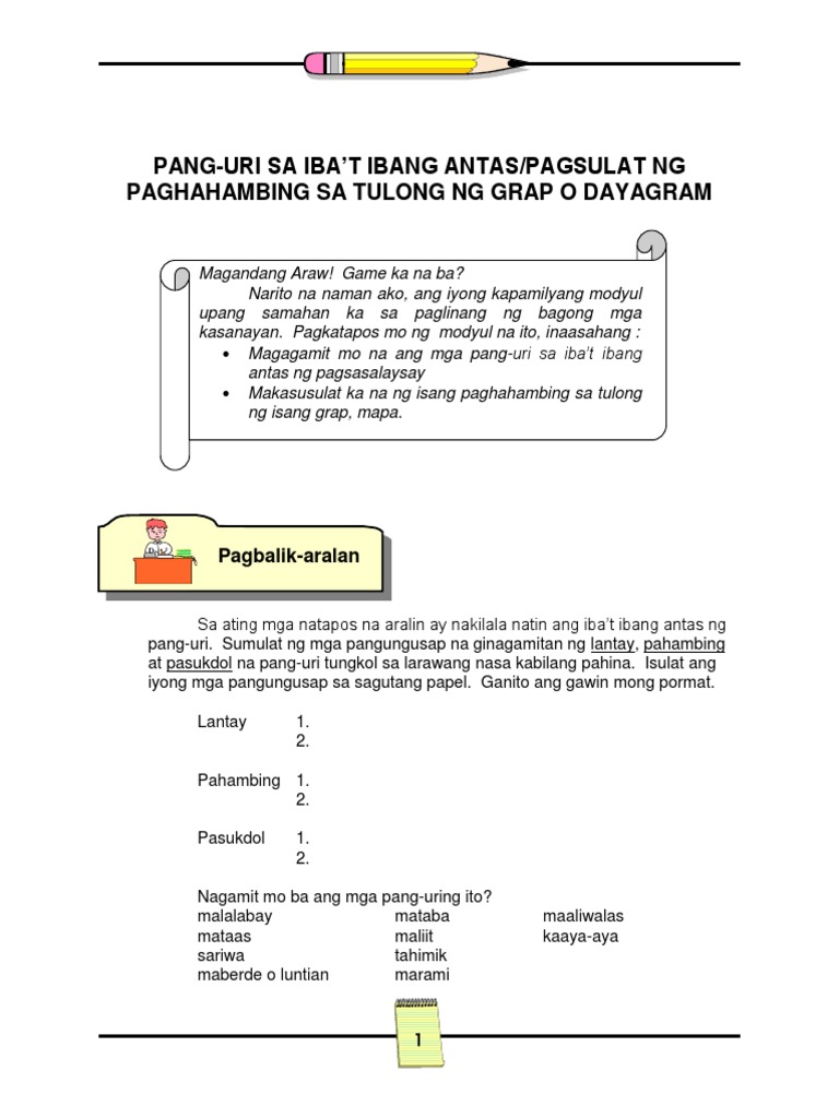 9 - Pang-Uri Sa Ibat Ibang Antas Pagsulat NG Paghahambing Sa Tulong NG ...