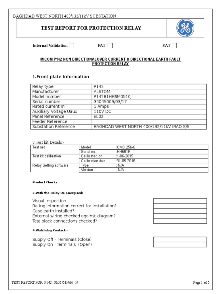 P142 50- 50N -51-51N EL02 | Relay | Electrical Substation