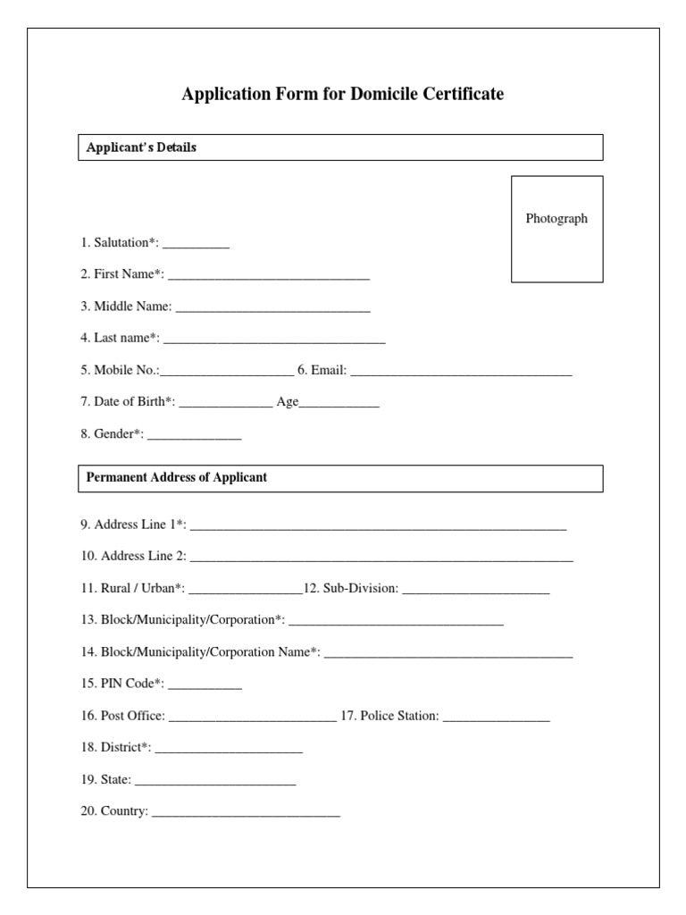 WBeDistrict Domicile Certificate Application Form | PDF | Government ...