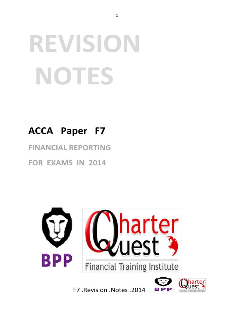 Acca F7 Revision Notes PDF | PDF | Financial Statement | Corporations
