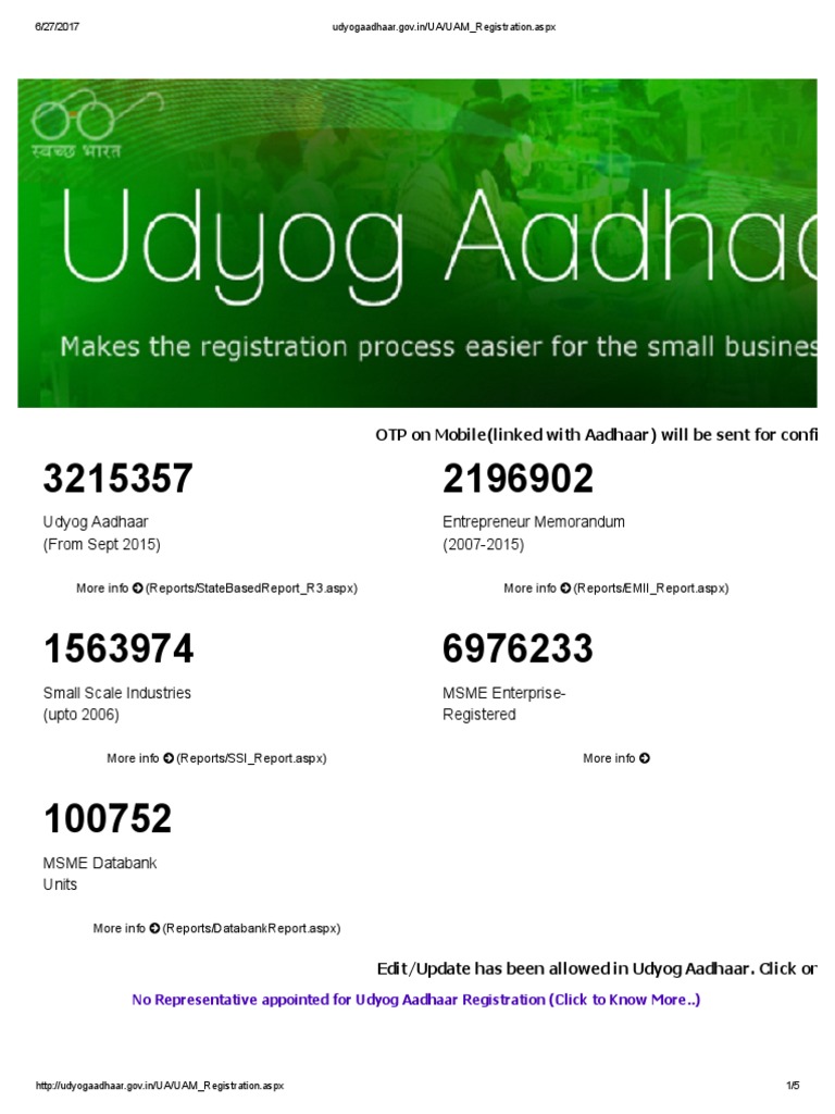 Udyogaadhaar - Gov.in UA UAM Registration | PDF | Identity Document ...