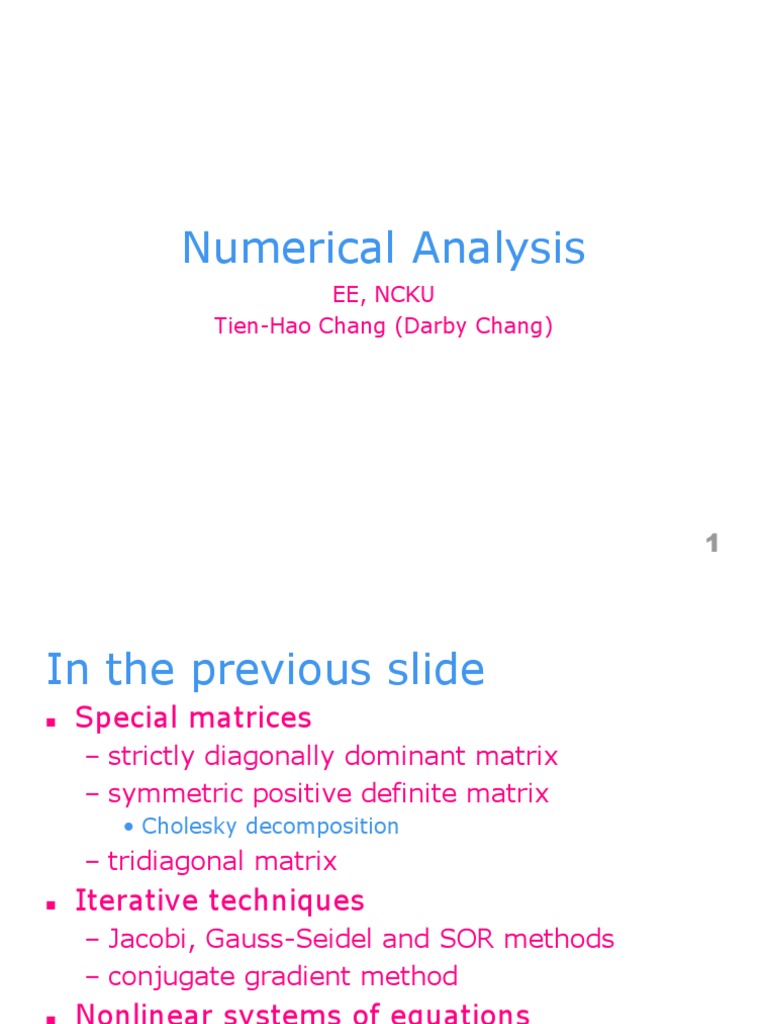 Numerical Analysis Techniques For Eigenvalues Pdf Eigenvalues And