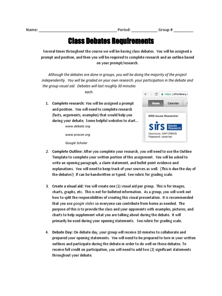 Class Debate Handout | Download Free PDF | Communication