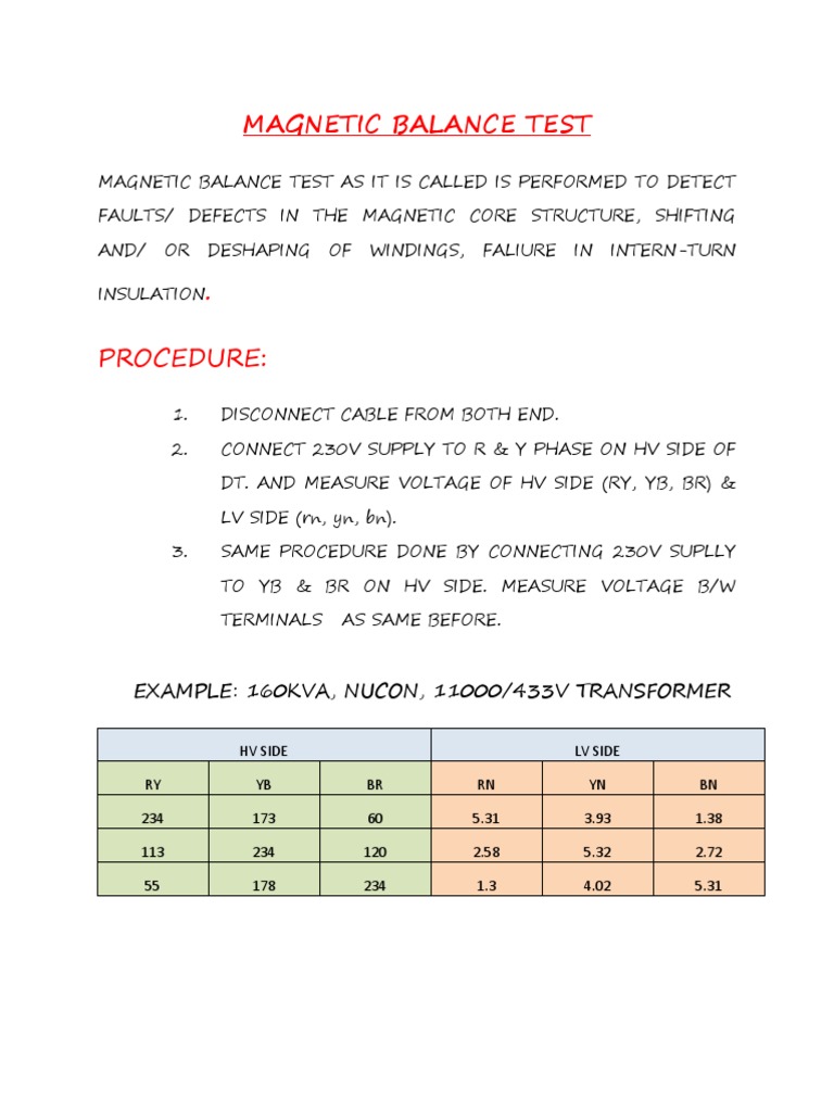 Magnetic Balance Test | PDF