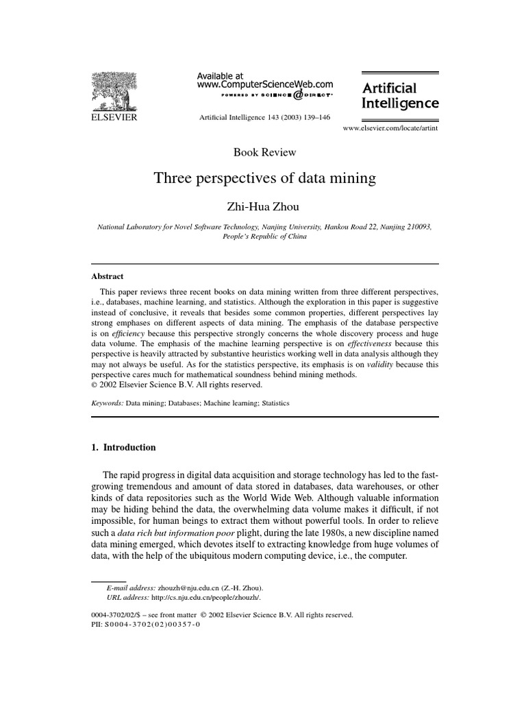 Three Perspectives of Data Mining | PDF | Data Mining | Machine Learning