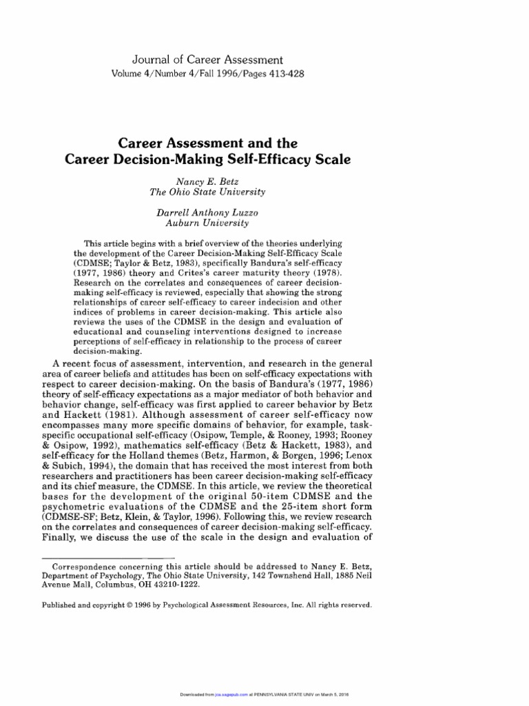 Career Decision | PDF | Self Efficacy | Competence (Human Resources)