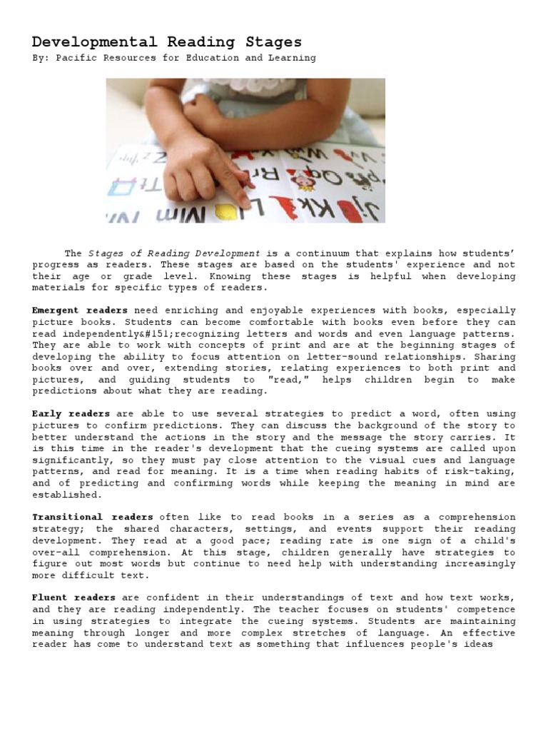Developmental Reading Stages | PDF | Reading (Process) | Phonics