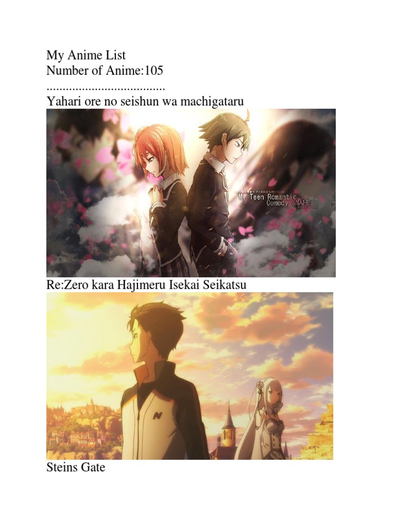 My Anime List Overview: 105 Titles | PDF