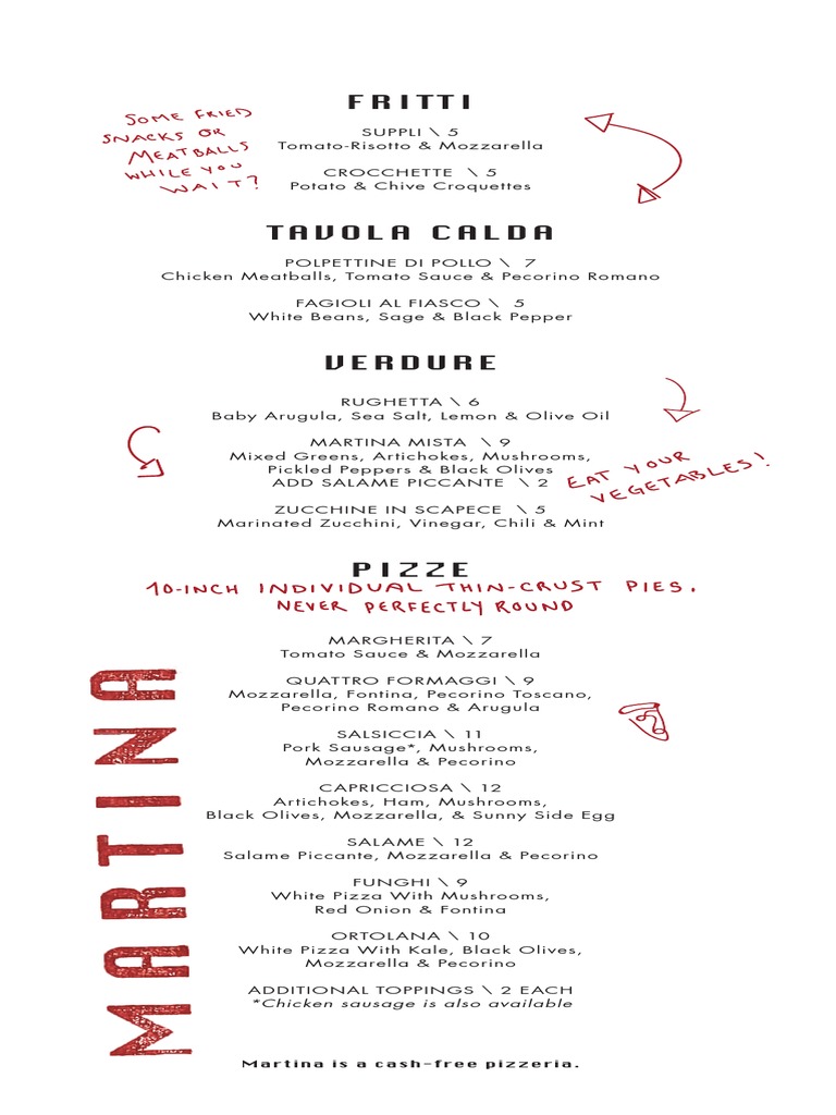 Martina Menu | PDF | Pizza | Food And Drink