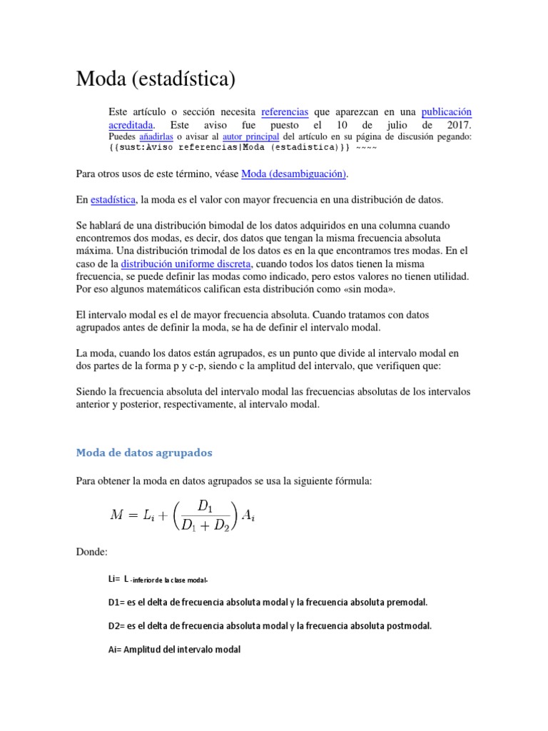 Moda Estadistica | PDF | Modo (Estadísticas) | Análisis