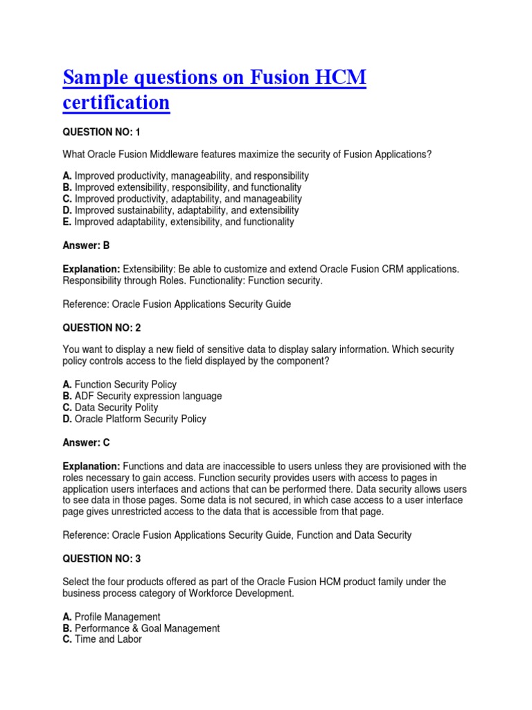 Certification Sample Questions | PDF | Employment | Human Resource ...