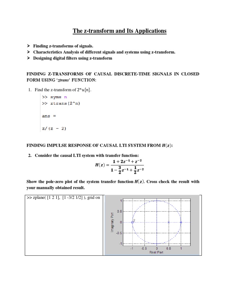 The Z-Transform and Its Applications | PDF | Electronics | Signal ...
