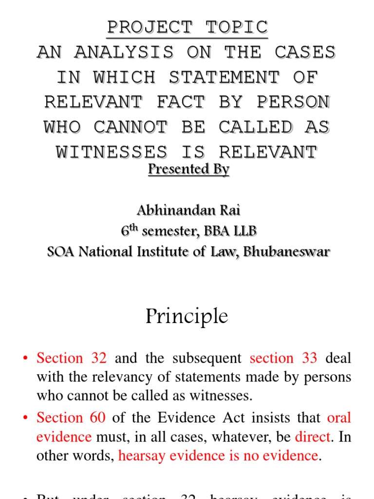 Analysis of Section 32 IEA Statements | PDF | Evidence (Law) | Hearsay