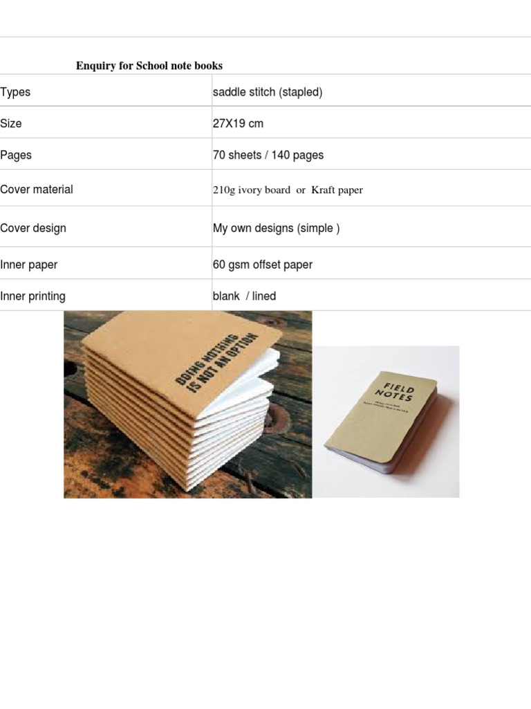 Enquiry For School Note Books Types Saddle Stitch (Stapled) Size 27X19 ...