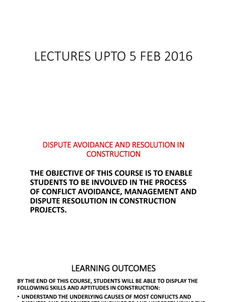 Presentation On Dispute Avoidance in Construction | PDF | Project ...