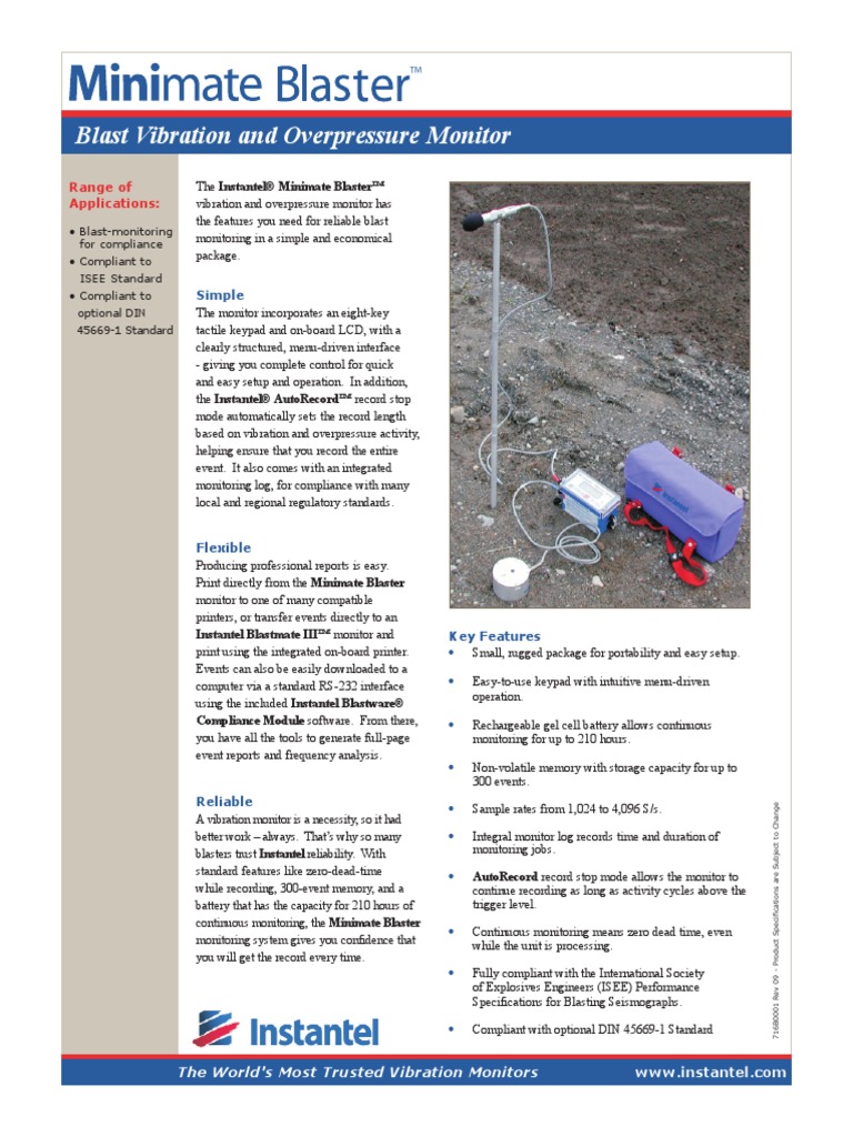 Instantel® Minimate Blaster PDF | PDF | Battery (Electricity ...