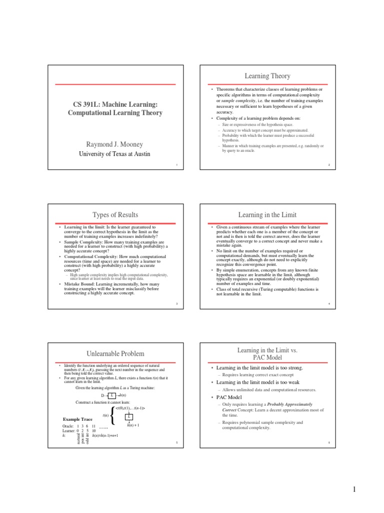 Machine Learning - Computational Learning Theory PDF | PDF | Time Complexity | Computational ...