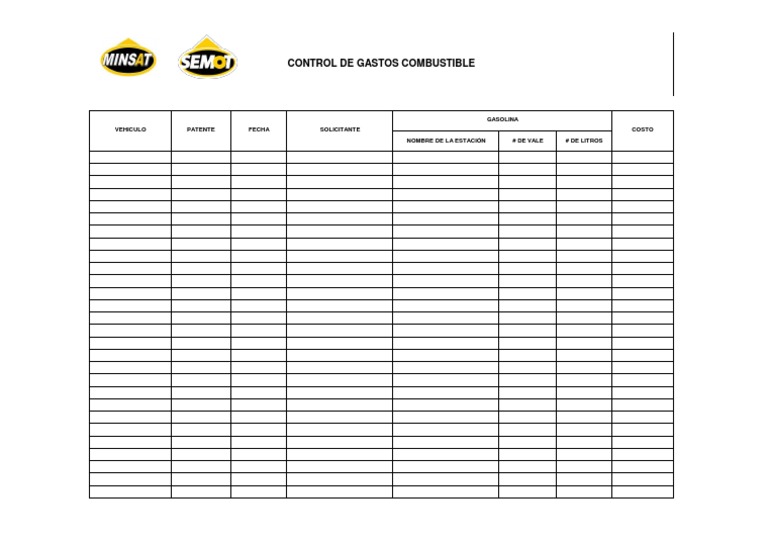 Formato de Control Gastos Combustible | PDF