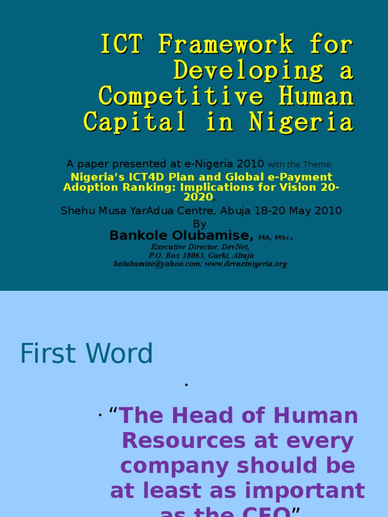 ICT Framework For Developing A Competitive Human Capital | PDF ...