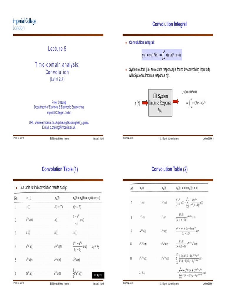 Lecture 5 - Convolution PDF | PDF | Convolution | Mathematical Analysis