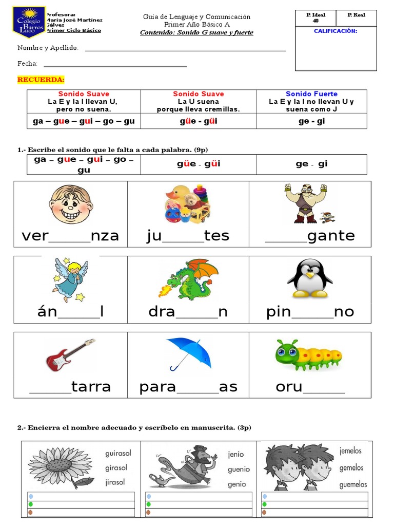 Sonidos de la letra G para niños | PDF | Ocio