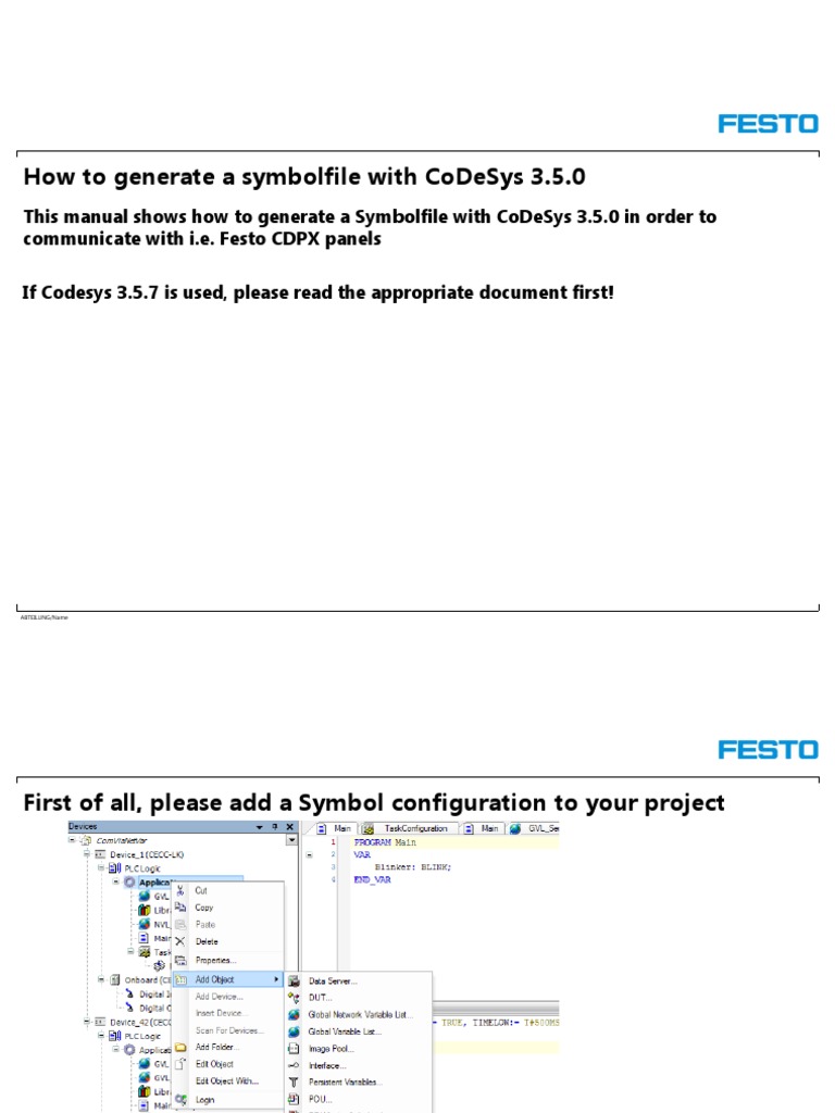 Generating Symbol Files in CoDeSys 3.5 | PDF
