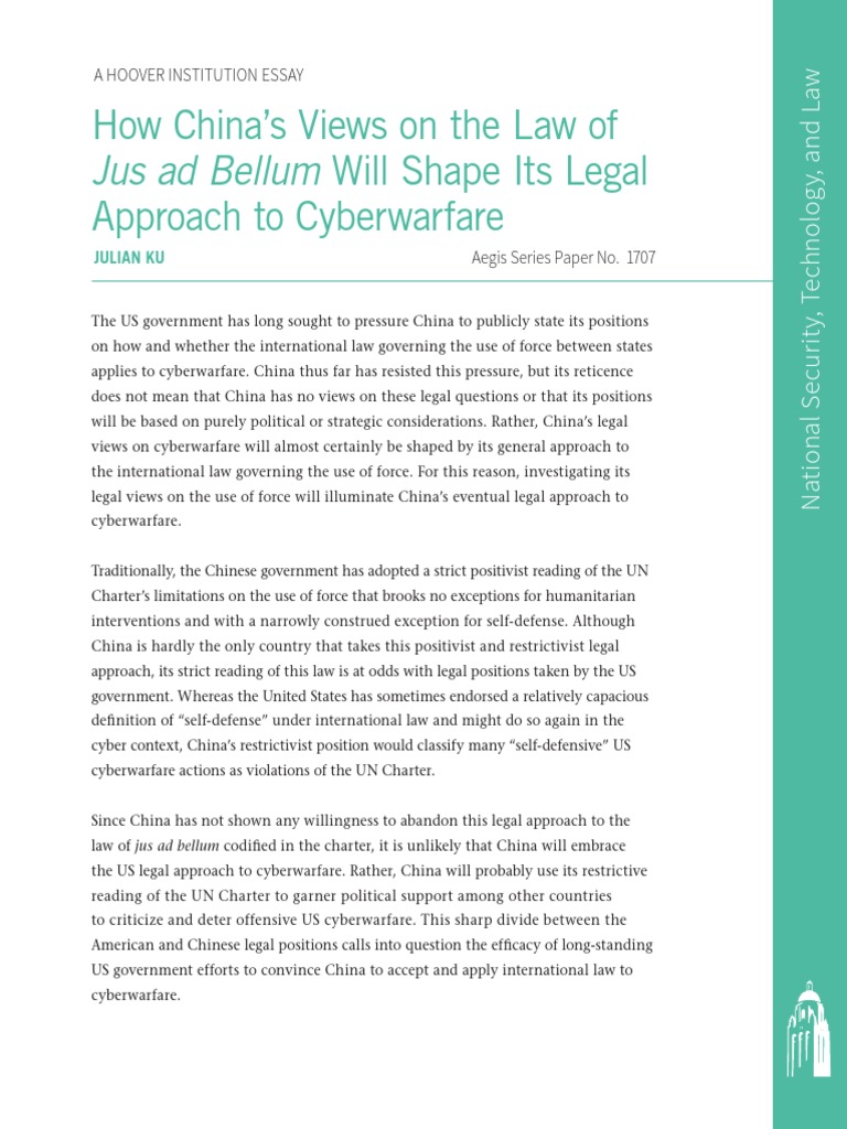 How China's Views On The Law of Jus Ad Bellum Will Shape Its Legal ...