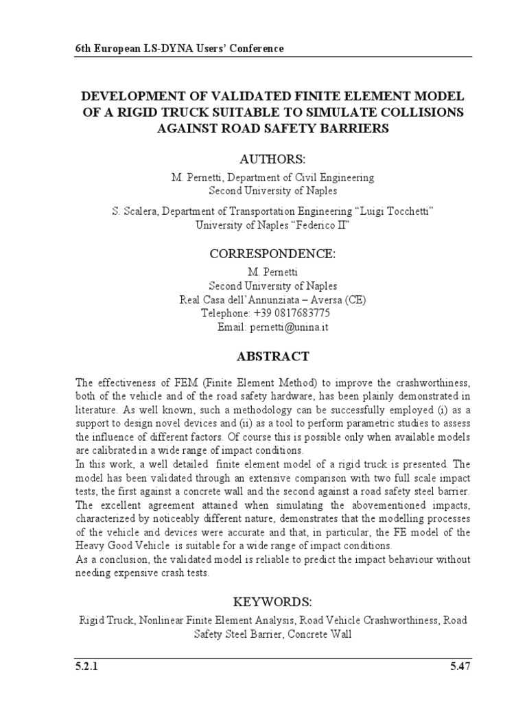 Development of Validated Finite Element Model of A PDF | PDF | Traffic Collision | Simulation