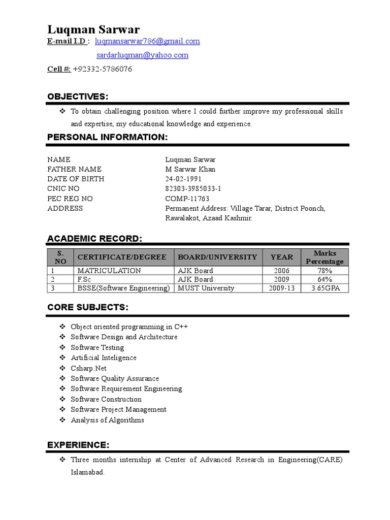 Luqman Sarwar: Objectives | PDF | Computer Programming | Software