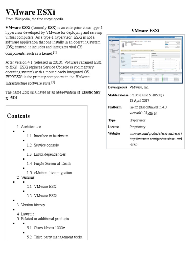 VMware ESXi - Wikipedia | PDF | System Software | Computing