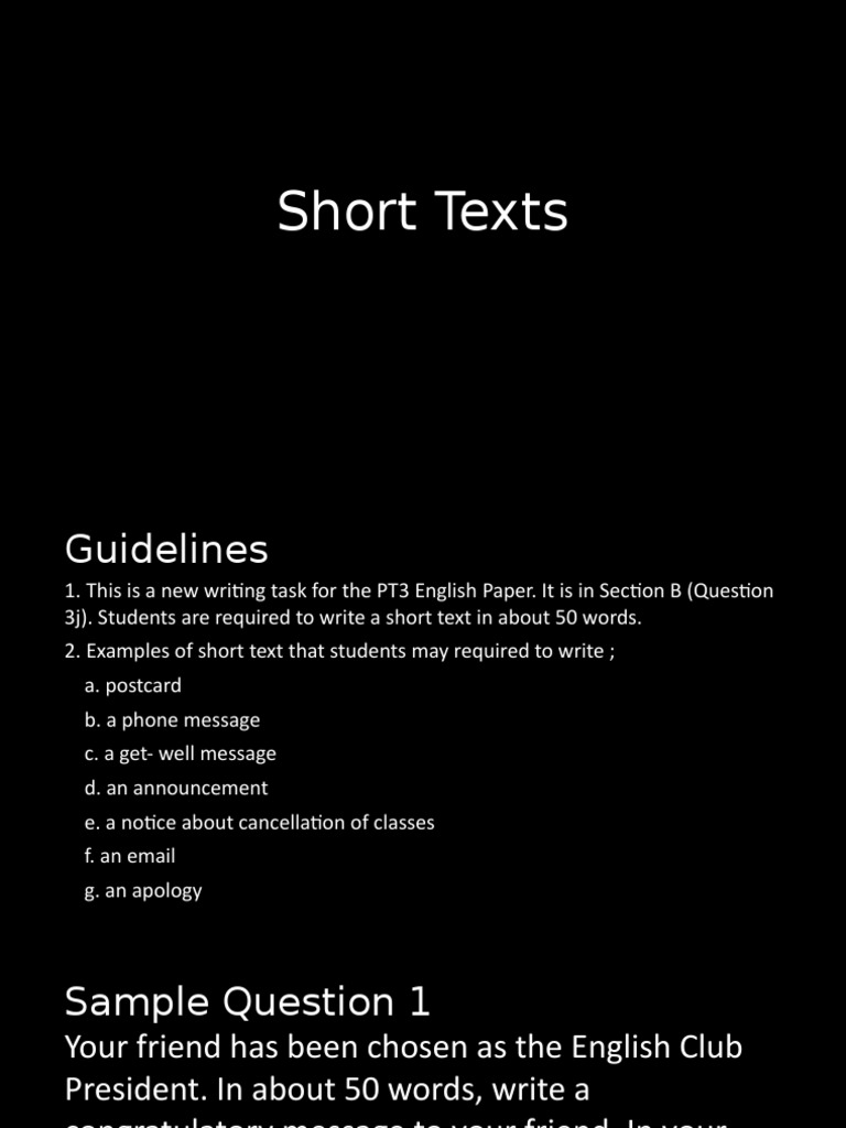 Short Text PT3 | PDF