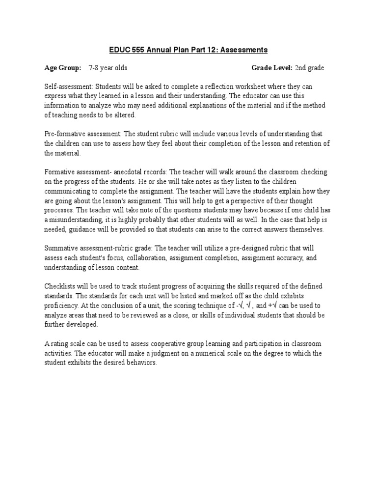 Assessments for 2nd Grade Students | PDF