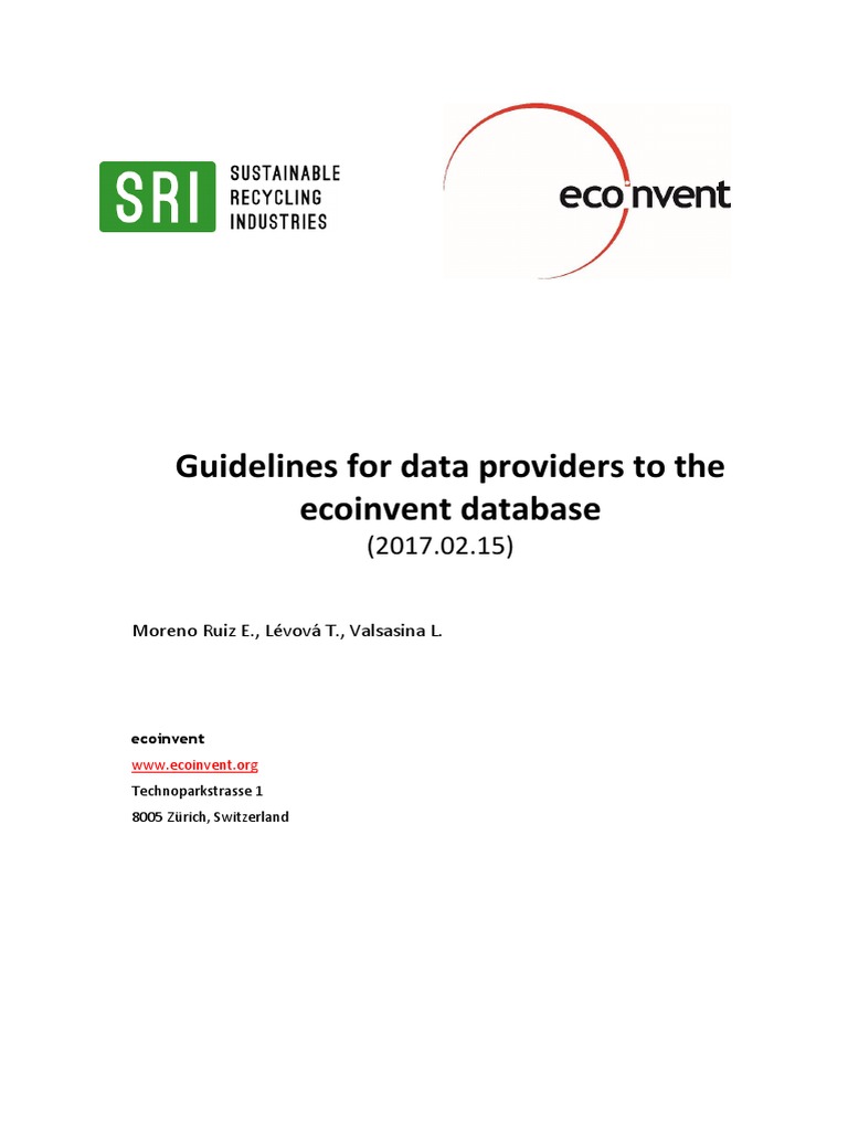 Guidelines For Data Providers To The Ecoinvent Database | PDF ...