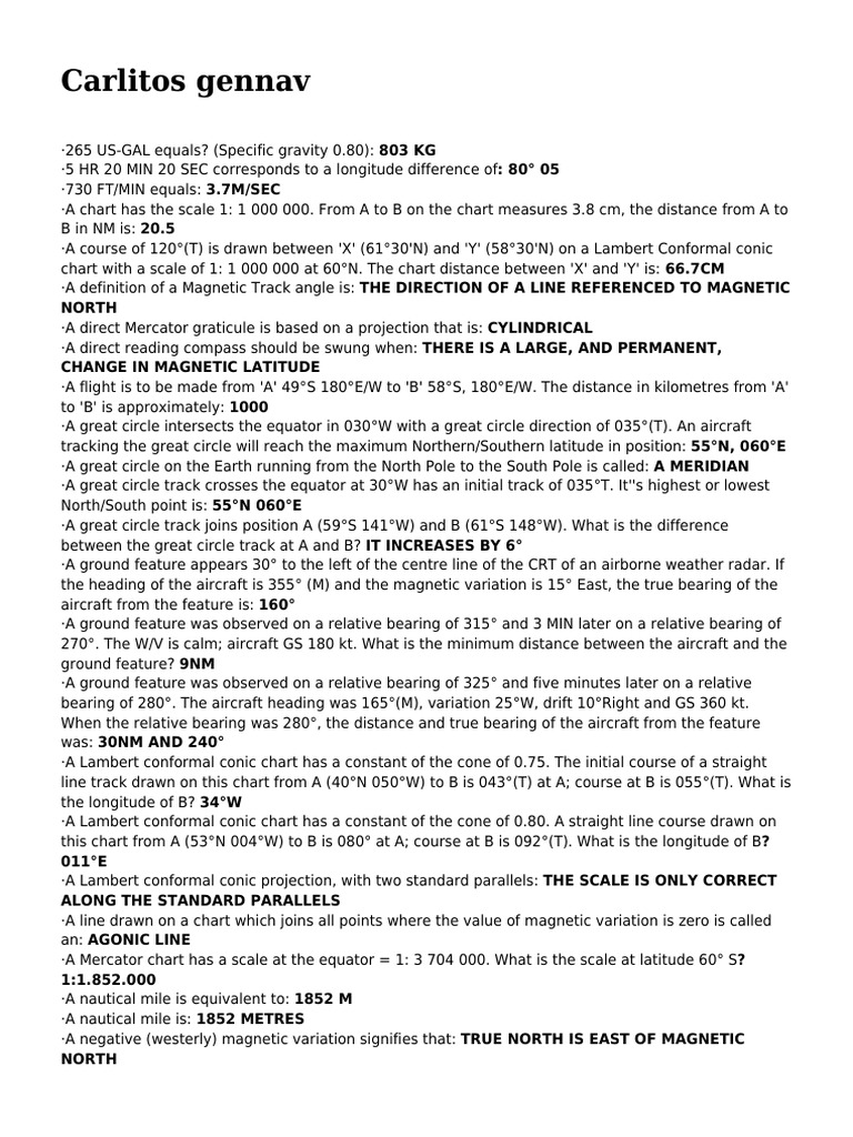 GNAV Question | PDF | Latitude | Compass