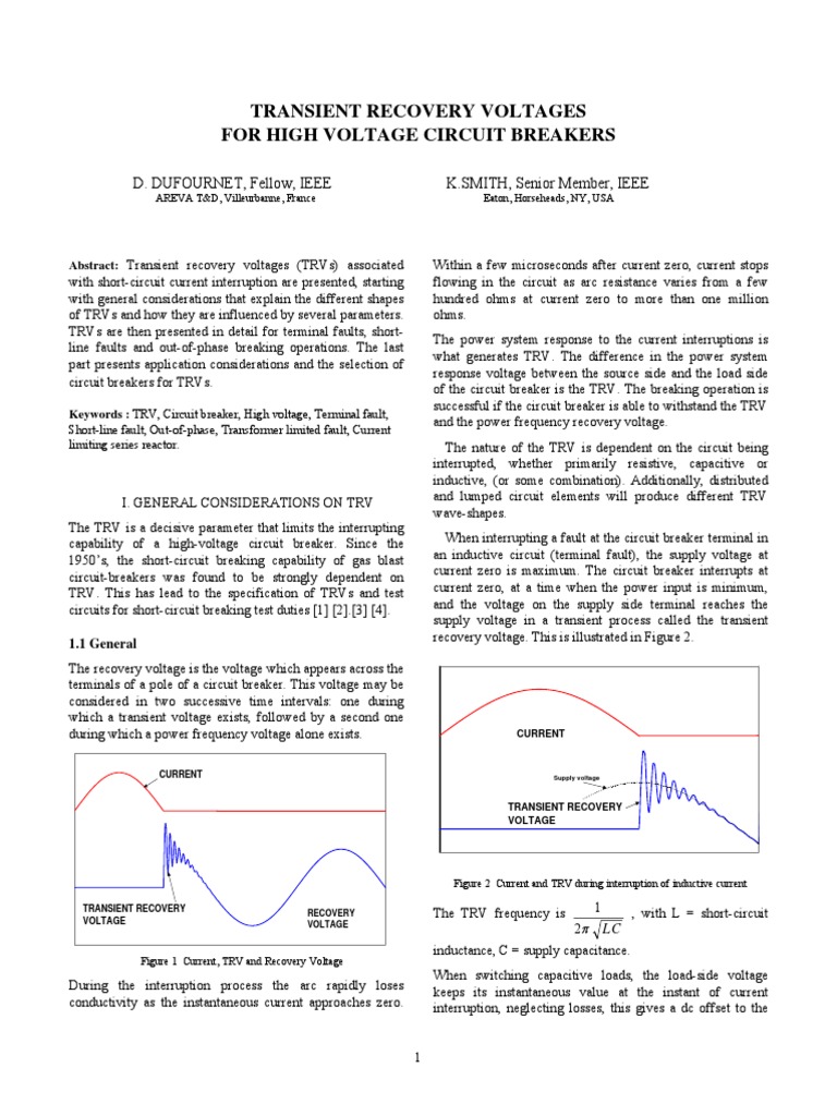 TRV For High Voltage CB | PDF | Capacitor | Electrical Impedance