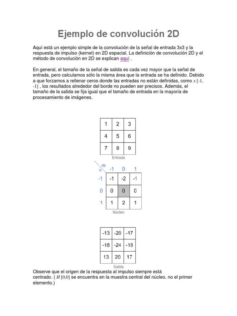 Ejemplo de Convolución 2D | Matriz (Matemáticas) | Circunvolución