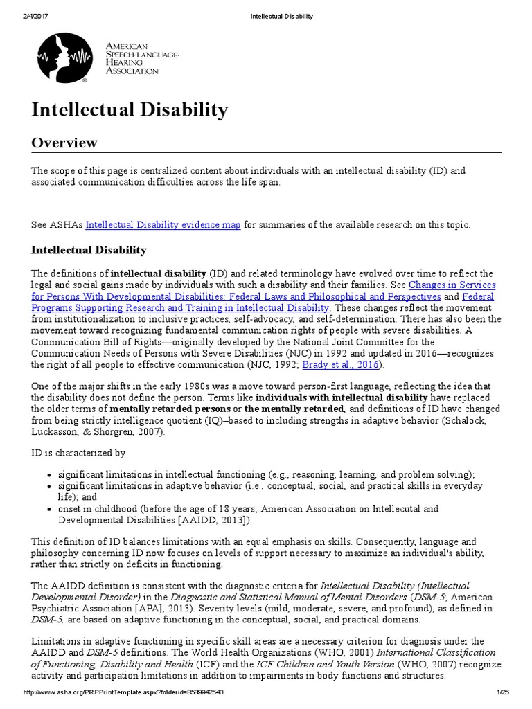 Intellectual Disability | PDF | Intellectual Disability | Psychological ...