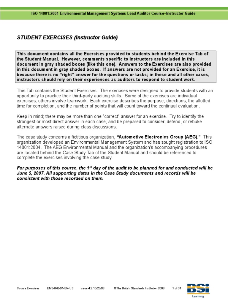 Exercises 01 - EMS LAC, IG, Issue 4.2, 10-23-08 | PDF | Audit | Internal Audit