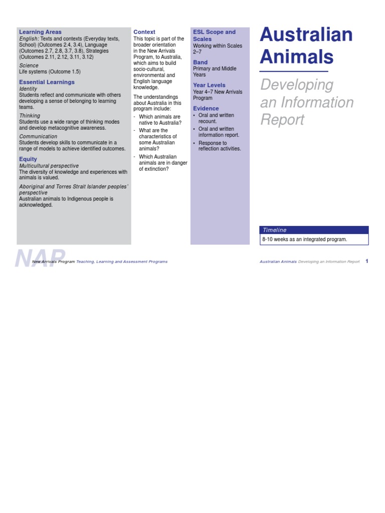 Australian Animals Information Report Guide | PDF | Indigenous ...