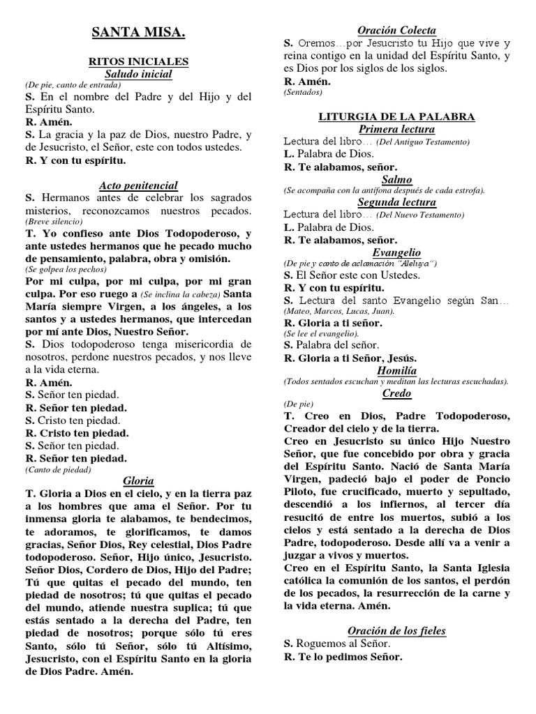 Los Pasos de La Santa Misa | Misa (liturgia) | eucaristía