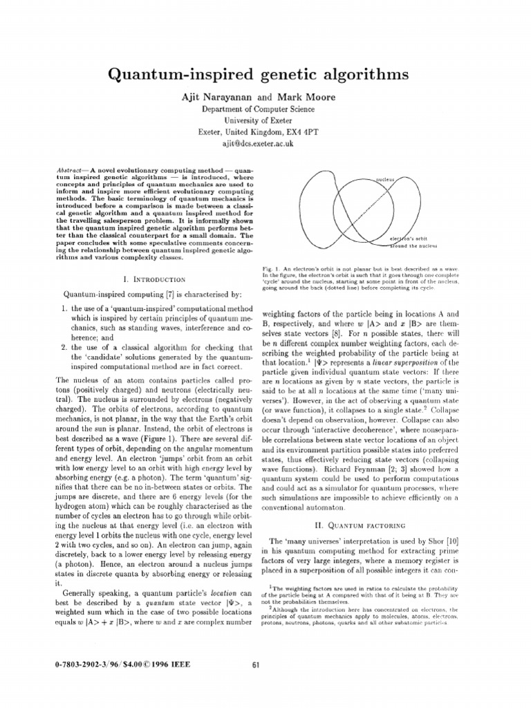 Quantum-Inspired Genetic Algorithms | PDF | Energy Level | Electron