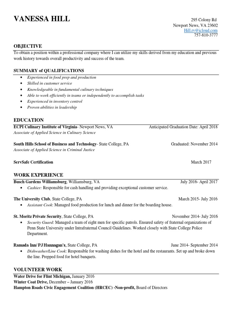 Vanessa Hill Resume | Download Free PDF | Security Guard | Business